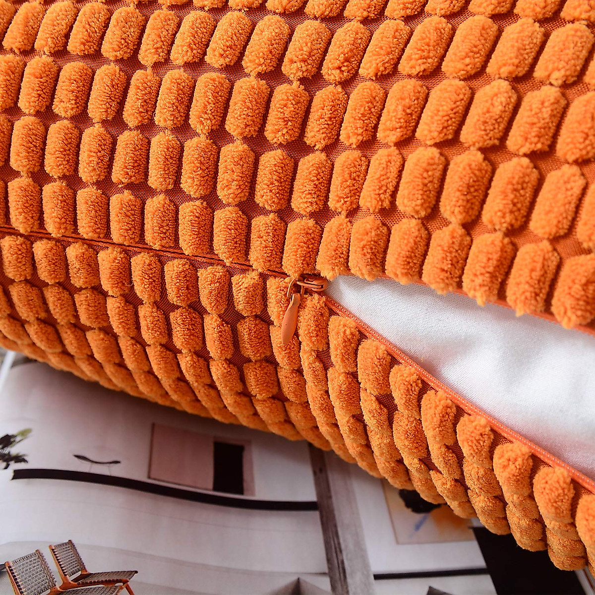 MERNETTE Pack of 2, Corduroy Soft Decorative Square Throw Pillow Cover Cushion Covers Pillowcase, Home Decor Decorations for Sofa Couch Bed Chair 18x18 Inch/45x45 cm (Granules Orange)