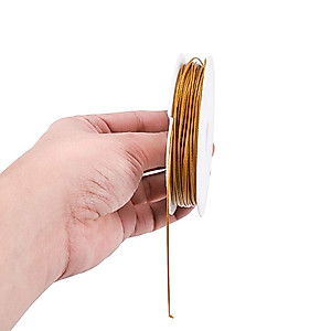 1 Roll/lot 0.3-1.0mm Bead Stringing Wire,Anti-bite Wear Resistant Strong Line Stainless Steel Tiger Tail Beading Wire for DIY Jewelry Making Finding (Gold Steel Wire, 0.6mm-92 feet/28m)