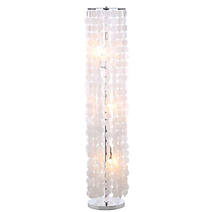 SAFAVIEH Lighting Collection Illumina Capiz Sea Shell Modern Boho Coastal White 60-inch Living Room Bedroom Home Office Standing Floor Lamp (LED Bulb Included)