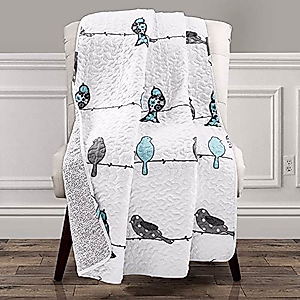 Lush Decor Rowley Birds Throw Blanket, 50" x 60", Blue & Gray