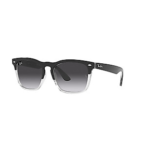 Ray-Ban RB4487 Steve Square Sunglasses, Black on Transparent/Grey Gradient Blue, 54 mm