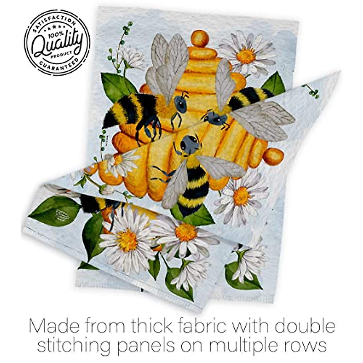 Ornament Collection My Bee Garden Flag Set Wood Dowel Friends Butterfly Ladybugs Dragonfly Springtime Insect Natural Wildlife House Decoration Banner Small Yard Gift Double-Sided, Made in USA