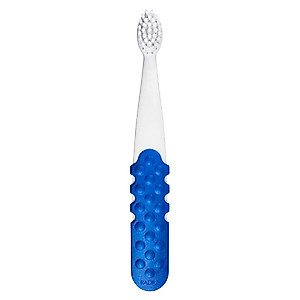 Radius Totz Plus Brush Kids Toothbrush Silky Soft BPA Free ADA Accepted Designed for Delicate Teeth & Gums for Children 3 Years & Up - WhiteBlue - Pack of 1