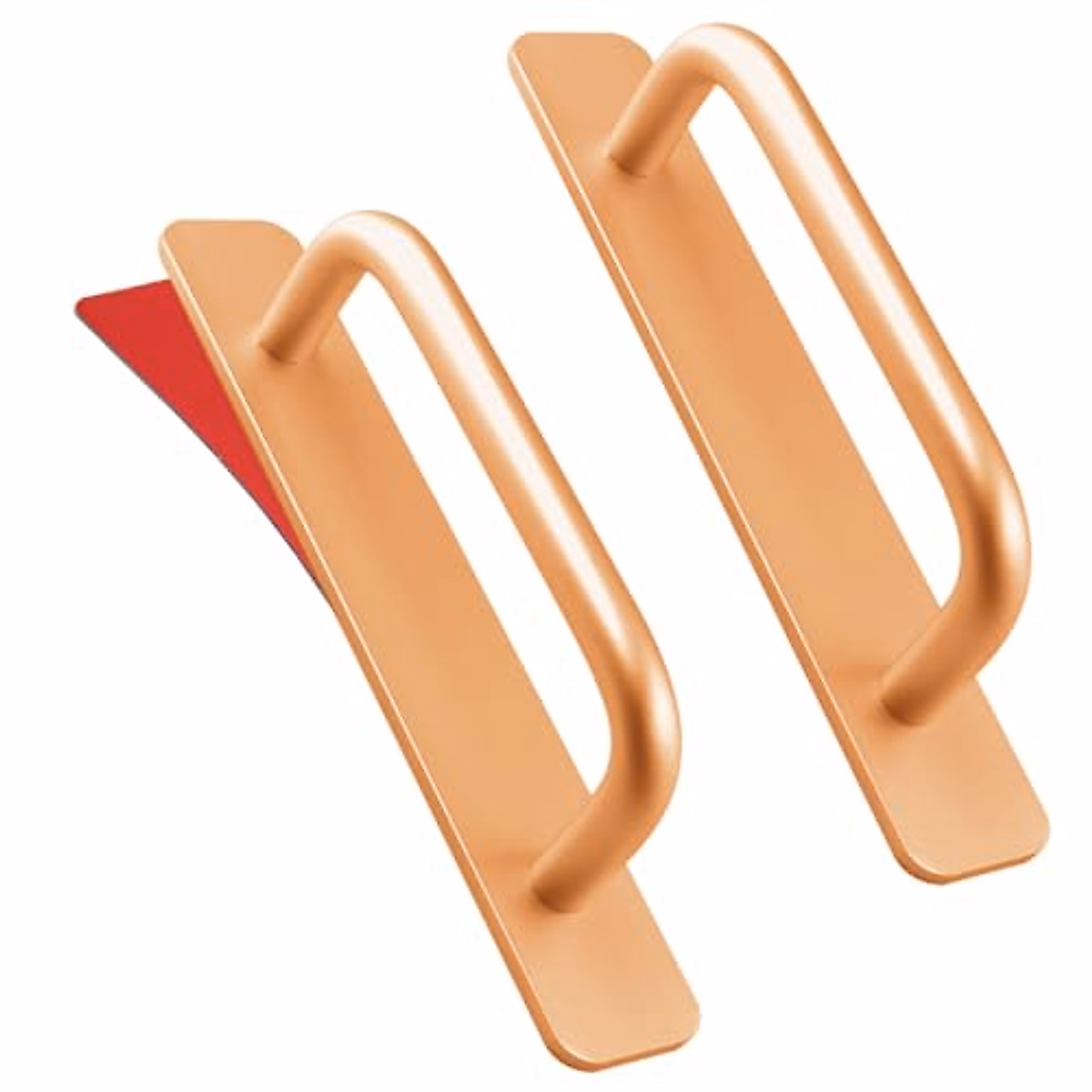Biaungdo 2 Pcs Self-Stick Instant Cabinet Handles Pulls, Aluminum Alloy Drawer Push Pull Kitchen Door Handles Hardware with Adhesive for Wardrobe, Bathroom, Dresser, Closet(5.83", Rose Gold)