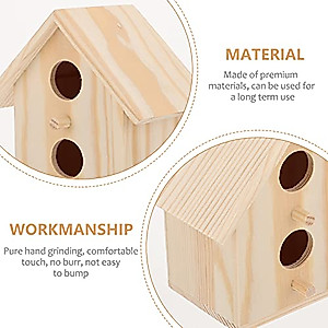 DOITOOL 2pcs Wooden Bird Nest Box Bird House Parrot Breeding Box Cage Wood Bird Nest for Budgie Parakeet Cockatiel Conure Canary Finch Dove Lovebird