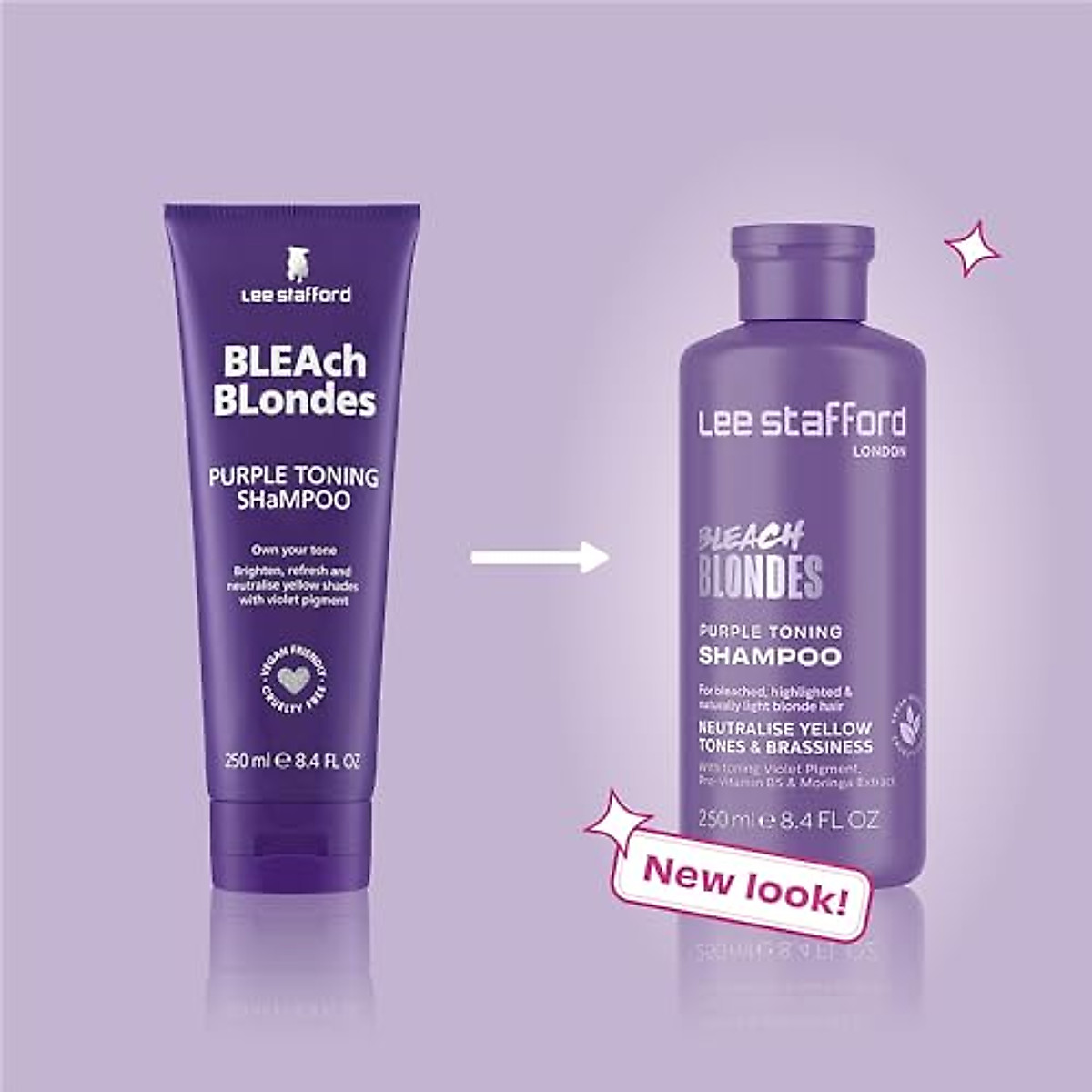 Lee Stafford Purple Toning Shampoo | Bleach Blonde Collection - Best Toner Cleanser, Neutralizes Brassy & Yellow, Great for Color Treated, Silver, & Grey, Hydrating for Dry, Damaged Hair, 16.9 Fl Oz