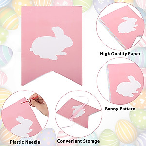 2PCS Large Easter Basket Empty for Teens Boys Girls Kids + Easter Banner + Pen, Bunny Personalized Easter Basket for Candy Stuffers Gifts Toys Egg Hunt Tote Bag Bucket, Party Favors Easter Basket Bulk