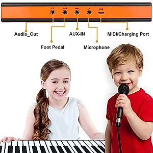 88 Keys Roll Up Piano with Pedal Upgraded Numeric Portable Piano Sticker Keyboard for Kids Beginner