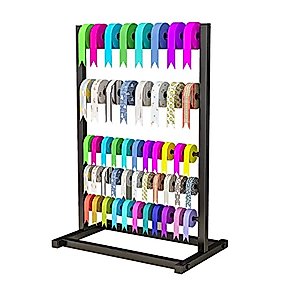 BIFCIOFH 4 Tier Ribbon Holder Organizer Rack, Metal Large Capacity Sewing Stand Organizer, Display Rack Storage Shelf for Craft Room Cake Shop Flower Store (Color : Black)