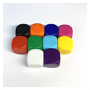 ZYM305 10Pcs Acrylic 16mm Multicolor Blank Dice Rounded Corner #16 Teaching Props Game Board Games Accessories Mathematical Tools Games Dice (Color : Multi)