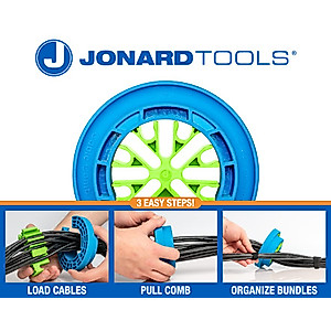 Jonard Tools CCB-34 Cable Comb Organizing Tool, Wire Comb, Cable Dresser, Bundler, Organizing Tool, Ethernet Comb, Network Cable, Data Cable Comb, Cable Dresser, Cat6A, Cat7, Blue/Green