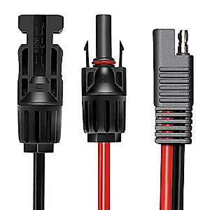 iMESTOU 2PCS 10 AWG SAE Adapter Solar Connector Cable 60 cm/ 24 inch with SAE Polarity Reverse Connector for RV Solar Panel