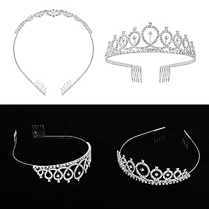 Sibba Diadems Tiaras Crown Princess Crystal Rhinestone Silver Crown Bride Wedding Headband Girls Queen Hair Accessories for Women Women Gifts Decoration Birthday Prom Holiday Costume Party Celebration