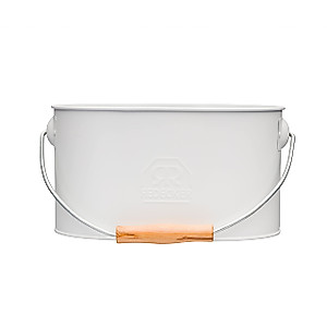 REDECKER Metal Kitchen Caddy Organizer with Wooden Handle, for Gardening BBQ and Cleaning Supplies, 10-5/8" x 7-1/2" x 5-1/8", White