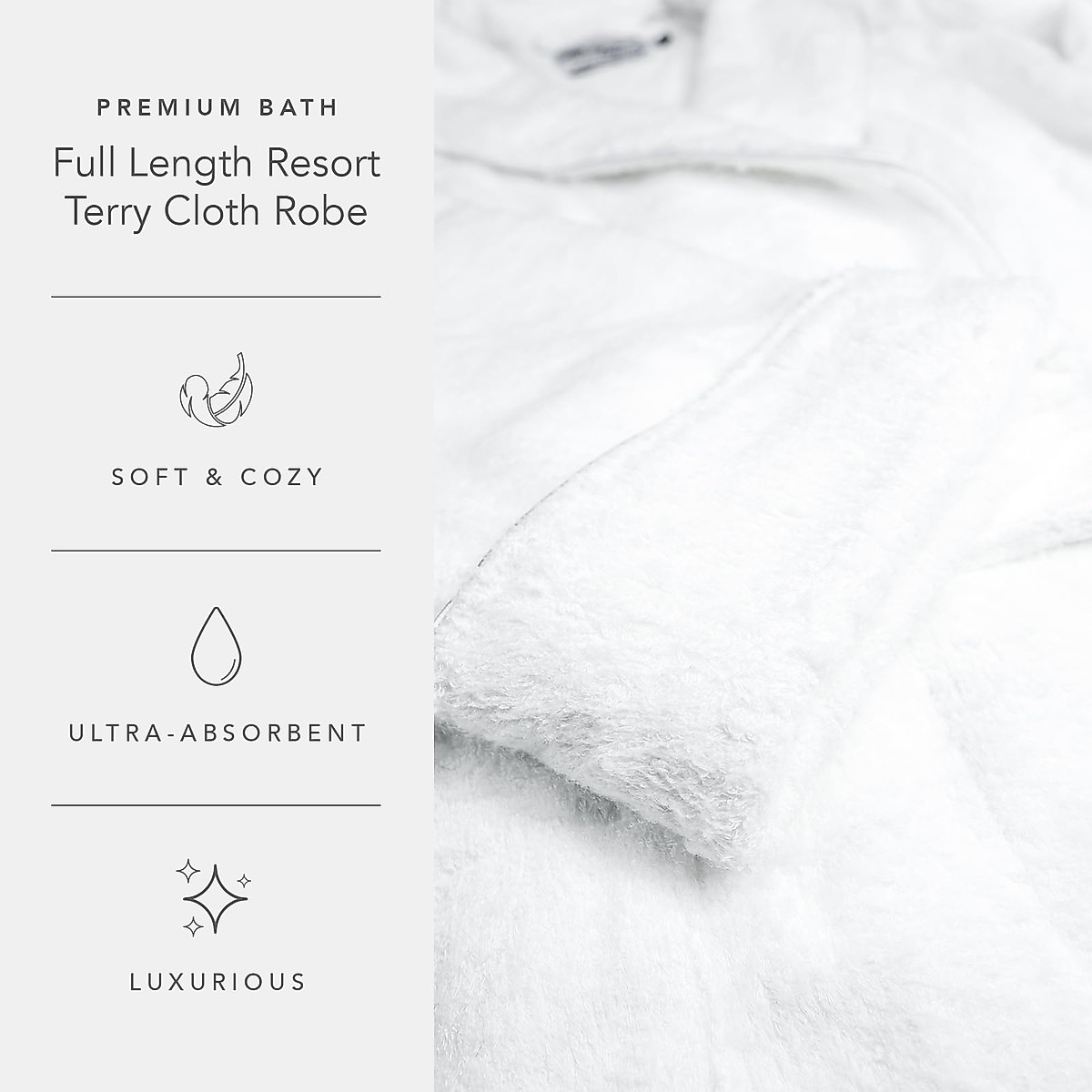 Fishers Finery Women's EcoFabric Spa Terry Robe; Full Length Bathrobe (White LXL)