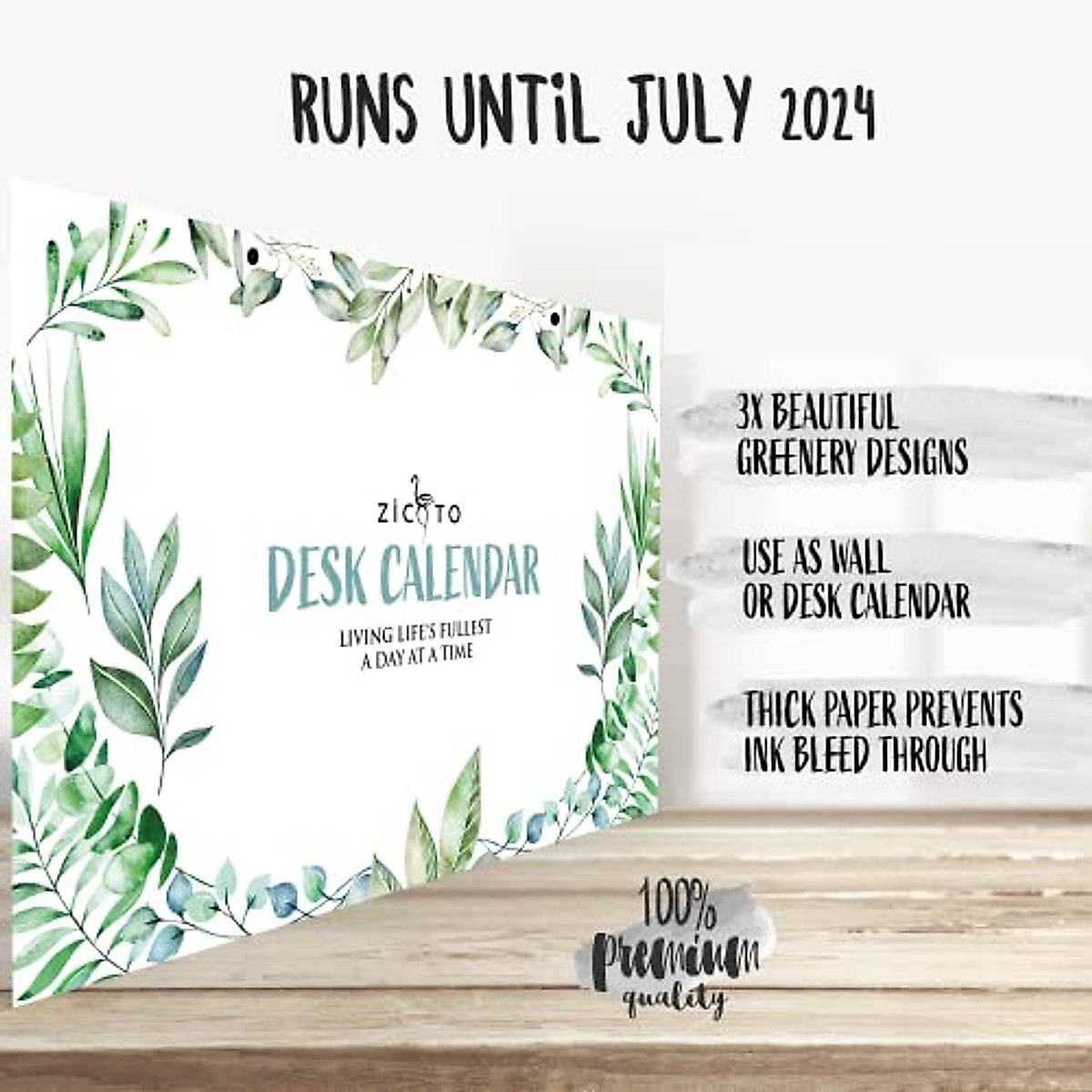 Aesthetic 2023 Greenery Desk Calendar - Runs Until July 2024 - 17"x11" Desktop/Wall Calendar for Easy Organizing