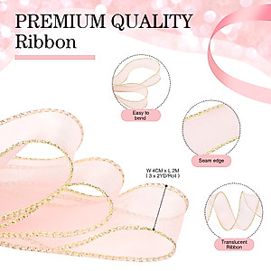 Fulmoon 12 Pcs Clear Gift Bag with Handle and Sheer Ribbon Reusable Transparent PVC Gift Bag for Bridal Party, Baby Shower, Wedding, Birthday, 7 x 4 x 8 Inch(Pink)