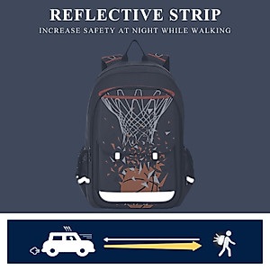 Glaphy Basketball Sports School Backpack Lightweight Laptop Backpack Student Travel Daypack with Reflective Stripes