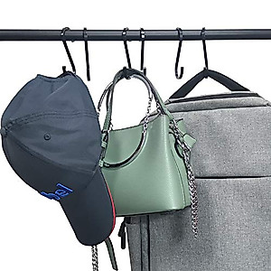 LLPJS Aluminum S Hooks for Hang Shower Curtain, Hanging Kitchen Pot and Pans, Coffee Cups, Grill Utensils, Clothes, Plants, Indoor and Outdoor Decorative S-Hooks, 12 Pack Matte Finish Black