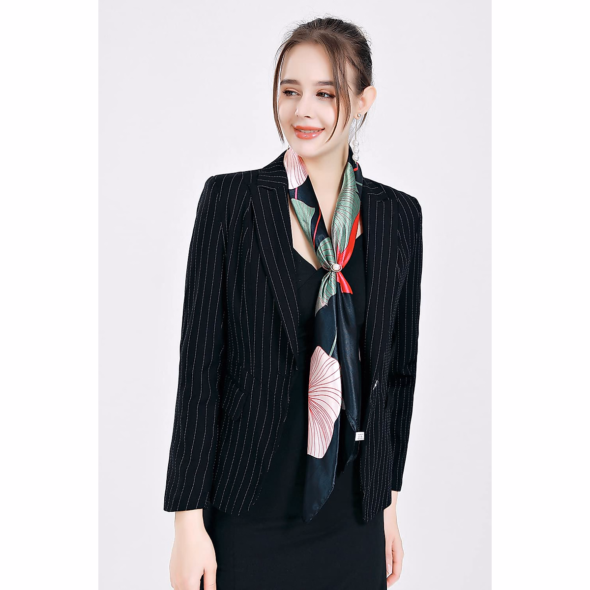 QBSM 35'' Satin Large Square Head Scarf Silk Feeling Neck Scarves Hair Sleeping Wrap Lightweight Headscarf for Women