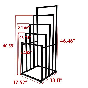 HAHRIR Black Metal 5-Tiers Stainless Steel Towel Racks ,Freestanding Towel Holder for Bathroom Accessories Organizer，for Bath Storage & Hand Towels&Washcloths& Blanket Rack