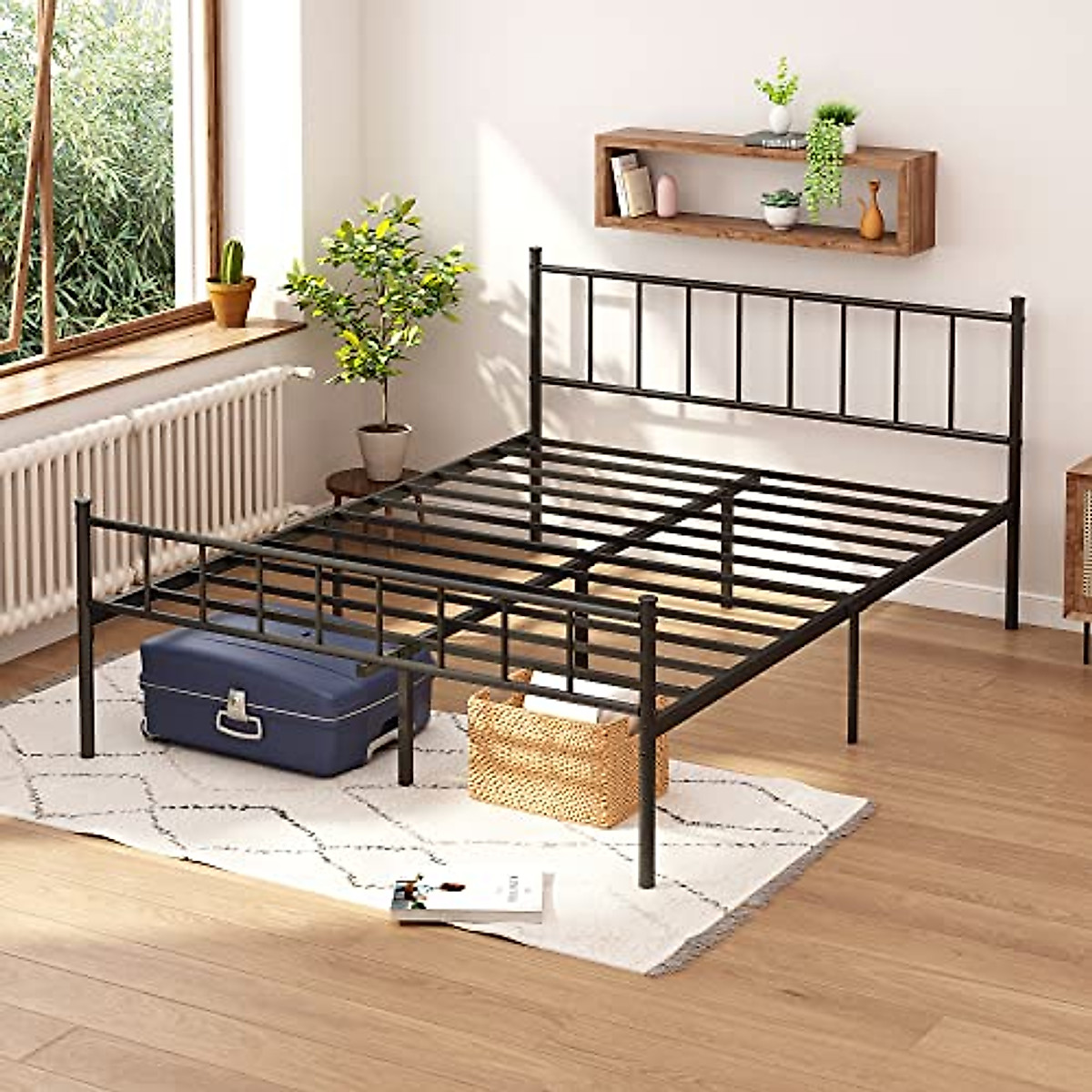 HLIPHA Full Size Metal Platform Bed Frame with Heavy Duty Steel Slat Support,14" Height Easy Assembly Mattress Foundation,No Box Spring Needed,Black