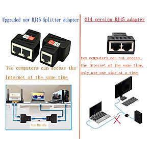 (A-Pair) RJ45 Splitter Adapter,SinLoon Ethernet Cable Splitter, RJ45 Network Extension Connector Ethernet Cable Sharing Kit for Router TV Box Camera PC Lapop (Black)