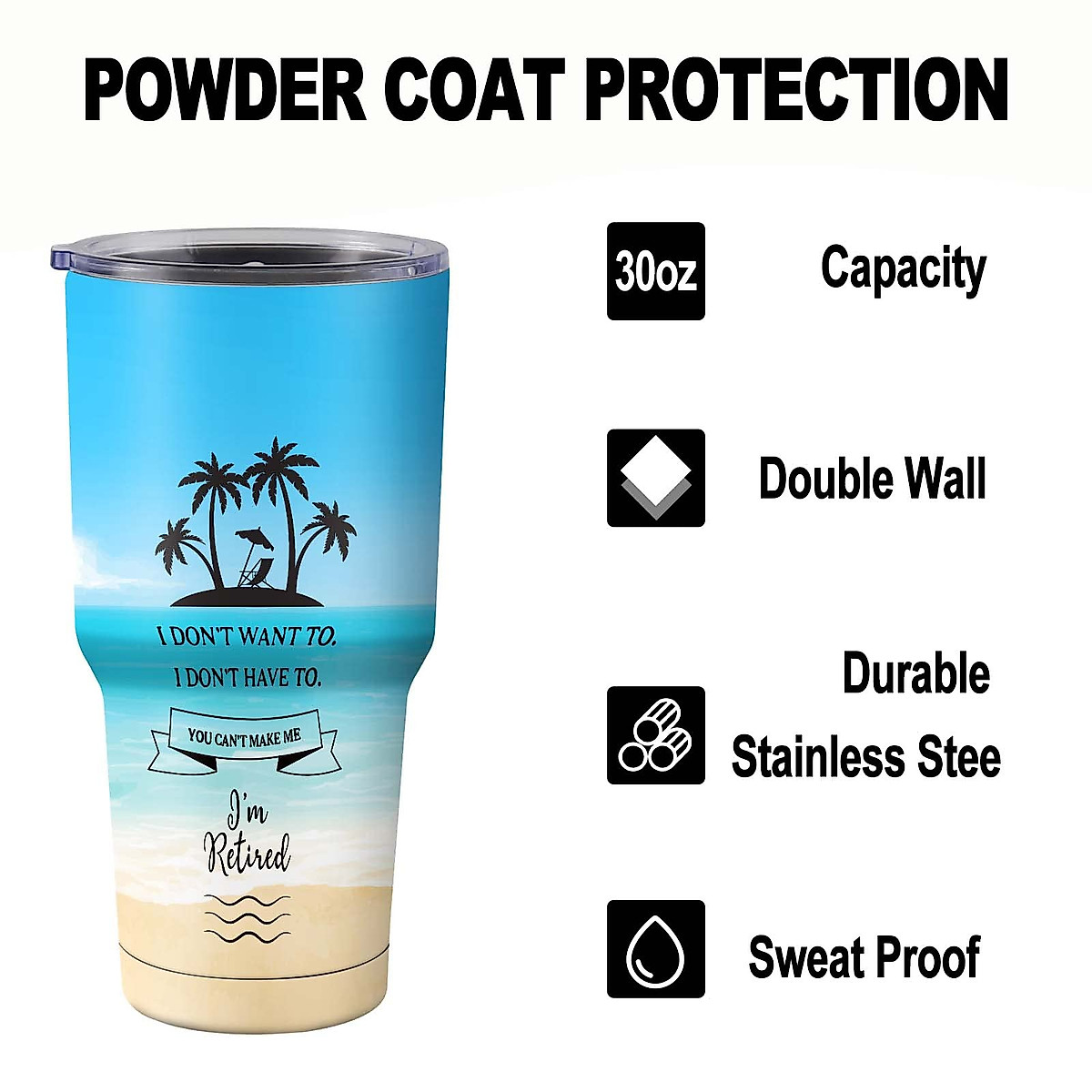 Retirement Gifts for Women, Happy Retirement Travel Tumbler Cup, Retired Gifts for Women Coworker, Vacuum Insulated Stainless Steel Tumbler With Lid 30oz