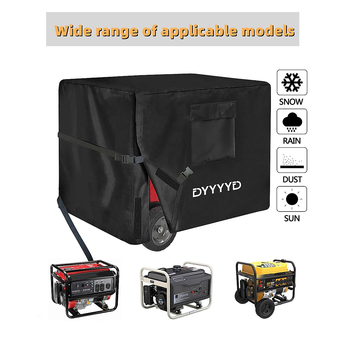 DYYYYD Generator Cover, Outdoor Heavy Duty Generator Covers Waterproof 32 Inch - 600D ,Cover Fit for DuroMax, Westinghouse, Champion, Predator, Honda Portable Generators of 5000-10000W