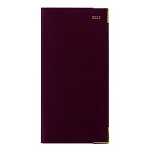 LETTS Classic Weekly/Monthly Planner, 12 Months, January to December, 2022, Week-to-View with Appointments, Gold Corners, Horizontal, 6.625" x 3.25", Burgundy (C32SBY-22)