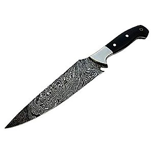 CF-28 Custom Handmade Damascus Steel 11.4" Inches Chef Knife - Beautiful Green and Black Micarta Handle