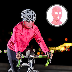 3 Pieces 3 Hole Ski Mask Balaclava Ski Mask Winter Knitted Neck Mask Face Cover for Halloween Men Outdoor Sports(Pink)