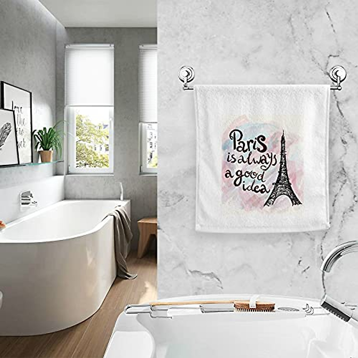 ALAZA Paris Always Good Idea Eiffel Tower Towels 100% Cotton Hand Towel for Bathroom 16 x 30 inch, Absorbent Soft & Skin-Friendly, 2 pack