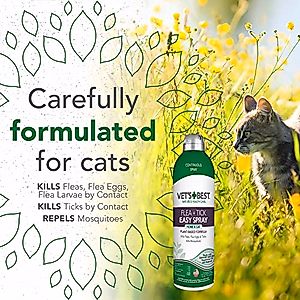 Vet's Best Flea and Tick Home Spray for Cats - Flea Treatment for Cats and Home - Plant-Based Formula - Certified Natural Oils - 14 oz