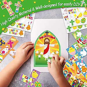 30 Sets Easter Jesus He is Risen Craft Kits for Kids DIY Easter Religious Crosses Art Craft Make a Easter Jesus Resurrection Scene Ornament Spring Christian Creative Art Projects, Kids Party Favors