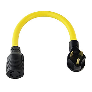PLIS TT-30P to L14-30R Heavy Duty Generator Adapter,10AWG*3C Generator Flexible Cord,30Amp,3Prong to 4Prong,Yellow,1.5FT