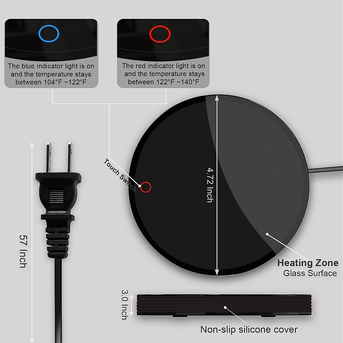 Midgod Coffee Mug Warmer, Electric Coffee Warmer for Desk with Auto Shut Off, Mug Warmer for Coffee and Tea, Coffee Beverage Warmers with 2 Temperature Settings for Water, Cocoa, Milk-Black