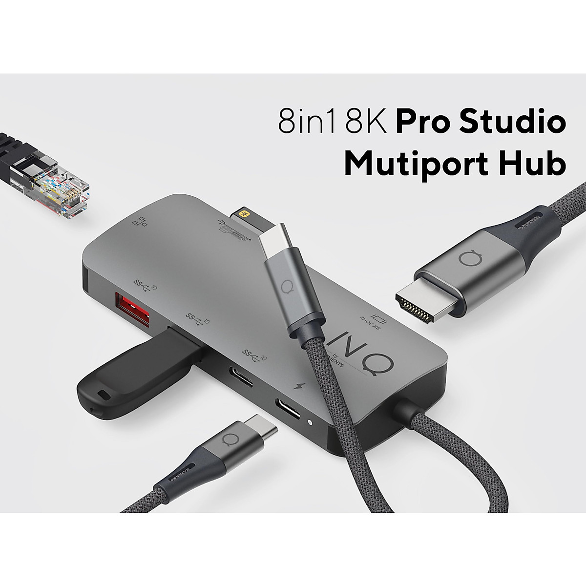 LINQ byELEMENTS LQ48022 8-in-1 8K Pro Studio SSD USB-C Multiport Hub