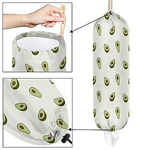 Fruit Avocado Plastic Bag Holder, Avocado Pattern Grocery Bag Storage Holder Hanging Garbage Shopping Bag Trash Bags Organizer for Kitchen Home