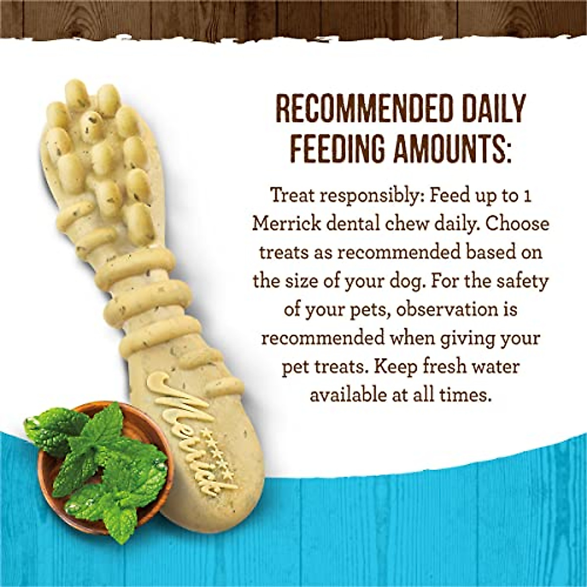 Merrick Fresh Kisses Natural Dental Chews, Toothbrush Shape Treat Infused With Real Mint, For Large Dogs - 22 ct. Box