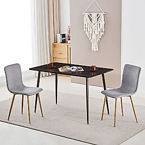 Homy Casa Inc 4PCS Fabric Padded Metal Legs and PU Back for Bedroom Living Room Kitchen Dining Chair, Grey