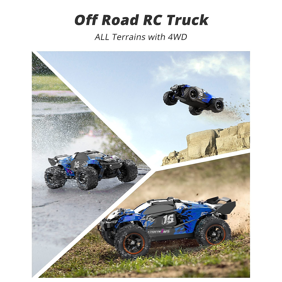 KIDOMO 1:18 Scale Brushless RC Car - 60KM/H All Terrain High-Speed & Off-Road Remote Control Car with 2 Rechargeable Batteries Hobby Monster Car 4WD RC Truck Gifts for Kids and Adults, Red (T1)