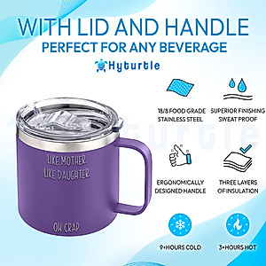 HYTURTLE Like Mother Like Daughter Coffee Purple Mug/Tumbler 14oz Gift For Women, Gifts For Mother, Mom, Mama From Daughter On Birthday, Mother Days