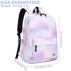 Lohol Lightweight Galaxy Backpacks for Kids Girls Teens, Water Resistance Daypack for Travel, School (Green&Purple)