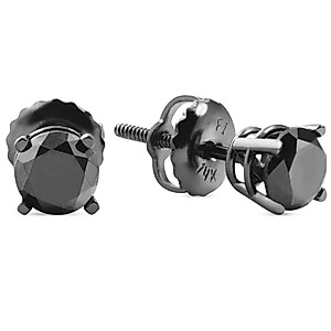 Pompeii3 14k Black Gold 1 Ct T.W. Round-Cut Black Diamond Studs Screw Back Women's Earrings