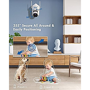 MUBILIFE 2K Wireless Security Camera, 360° Pan Tilt Outdoor Cameras for Home Security, Battery Powered, IP66 Waterproof, AI Motion Detection, Color Night Vision, Siren & Spotlight, 2.4G WiFi