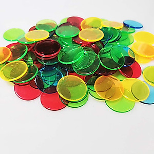 Toyvian Transparent Colorful Clear Bingo Counting Chip Plastic Markers, Plastic Bingo Chips, Transparent Color Mixture Counting Chips, for Carnival Bingo Games, Bingo Hall 200 Pieces (Random Color)