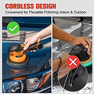 Aiment Cordless Car Buffer Polisher, 6 Inch 5000RPM Cordless Buffer with 2pcs 12V 2.0Ah Rechargeable Battery, 6 Variable Speed, Buffer Polisher Kit for Car Detailing/Car Scratch Repairing