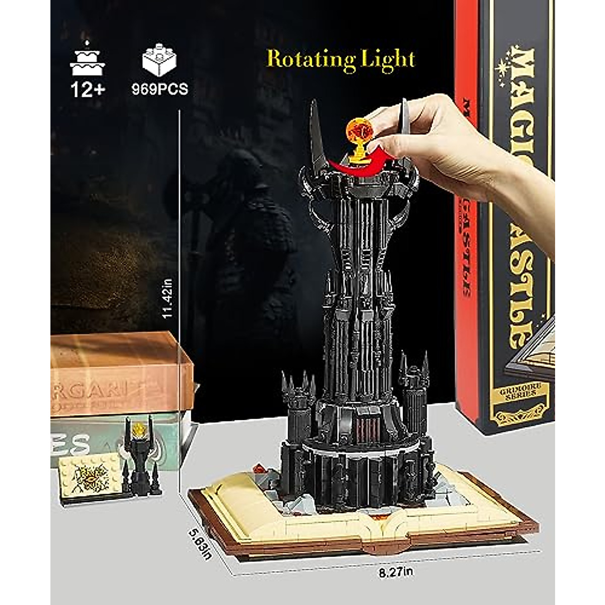 Snlywan Lord of Castle Architecture Building Blocks with LED Light for Adults and Kids,The King of Magic Rings Dark Tower,STEM Toy Gifts for Adults and Kids(969PCS)