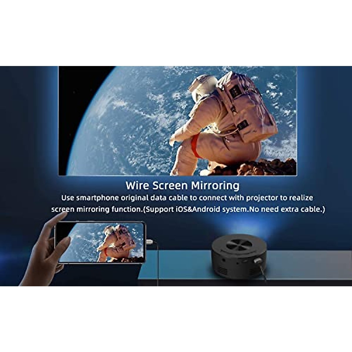 Portable Home Mini USB Projector for Phone with Remote Controller Built-in Speaker,Audio Port,Android iOS Phone Tablet USB Flash Driver Compatible